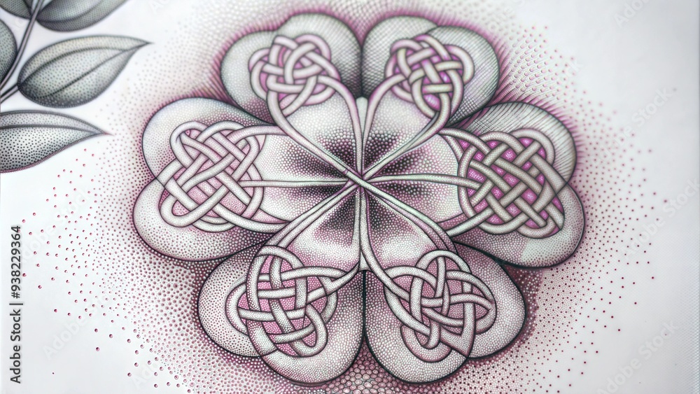 Celtic Knot Four-Leaf Clover Tattoo Design with Dotwork Shading ...