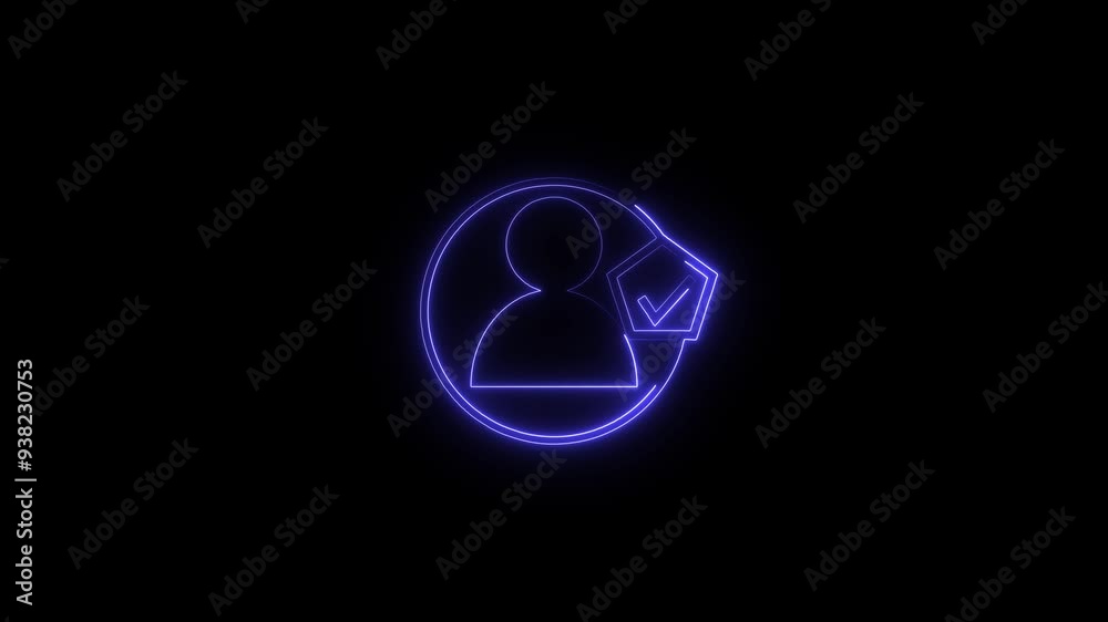 Neon User Profile Icon with Checkmark - Ideal for User Verification ...