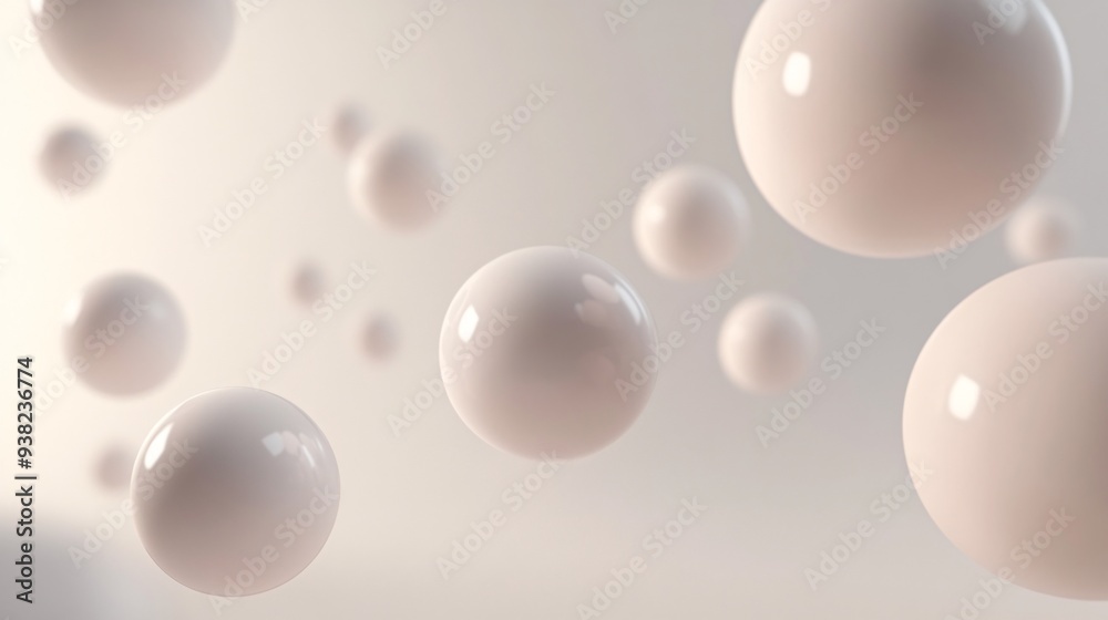 Minimalist 3D spheres in a monochromatic color scheme floating in space ...