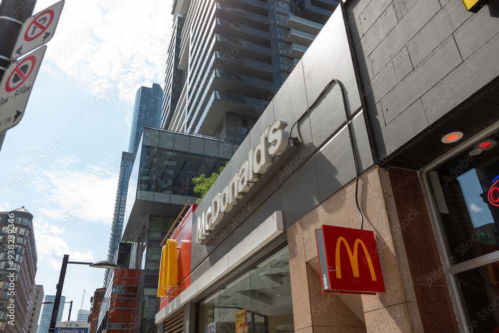 skyward oblique angle view of McDonald's, a classic fast food ...