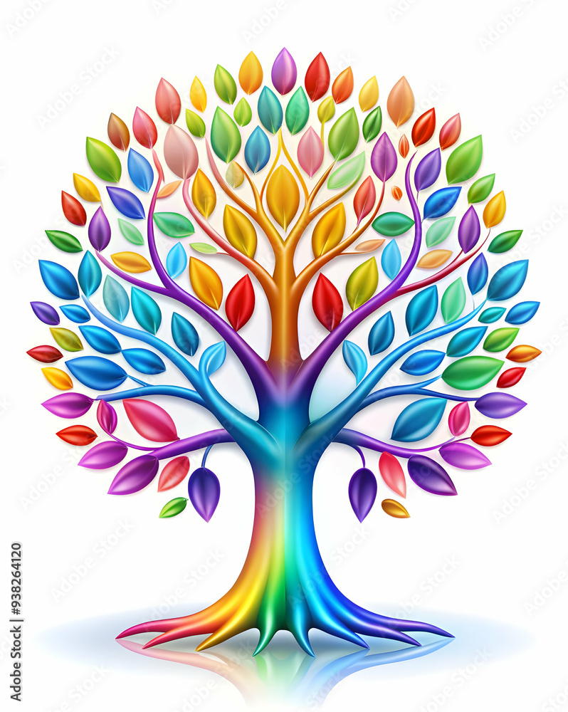 Colorful Abstract Family Tree of Life: A vibrant digital artwork of a ...