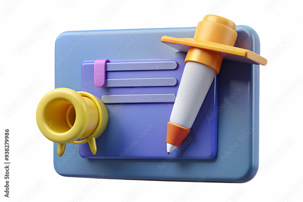 Online Course Certificate and Pen Vector Illustration on White ...