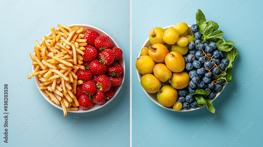 Healthy vs Unhealthy Food Choices Stock Illustration | Adobe Stock