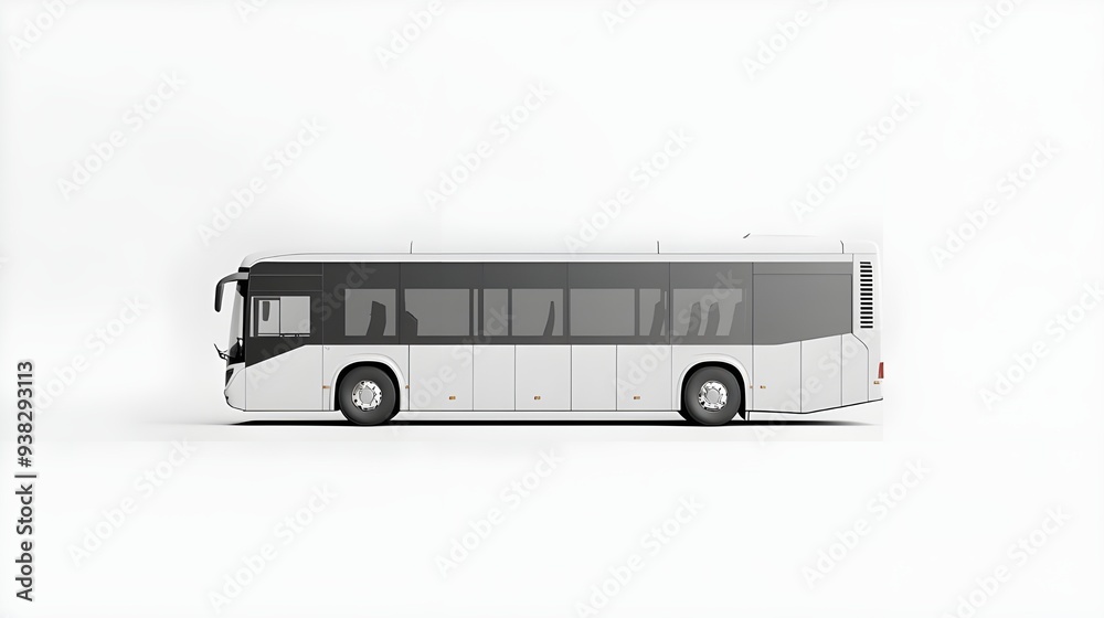 An engaging three-quarter view of a white bus, capturing the front and ...