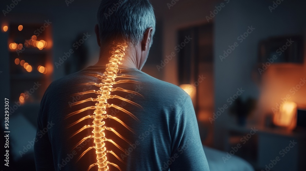 X-ray image showing the spinal bones in the human body. Stock ...