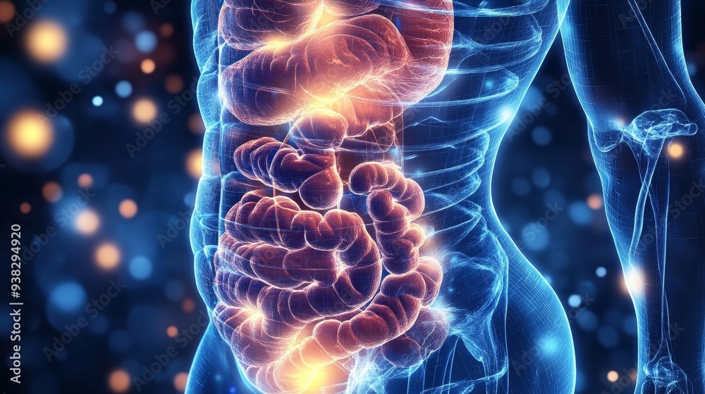 3D illustrations of internal human organs, cells and viruses, showing ...