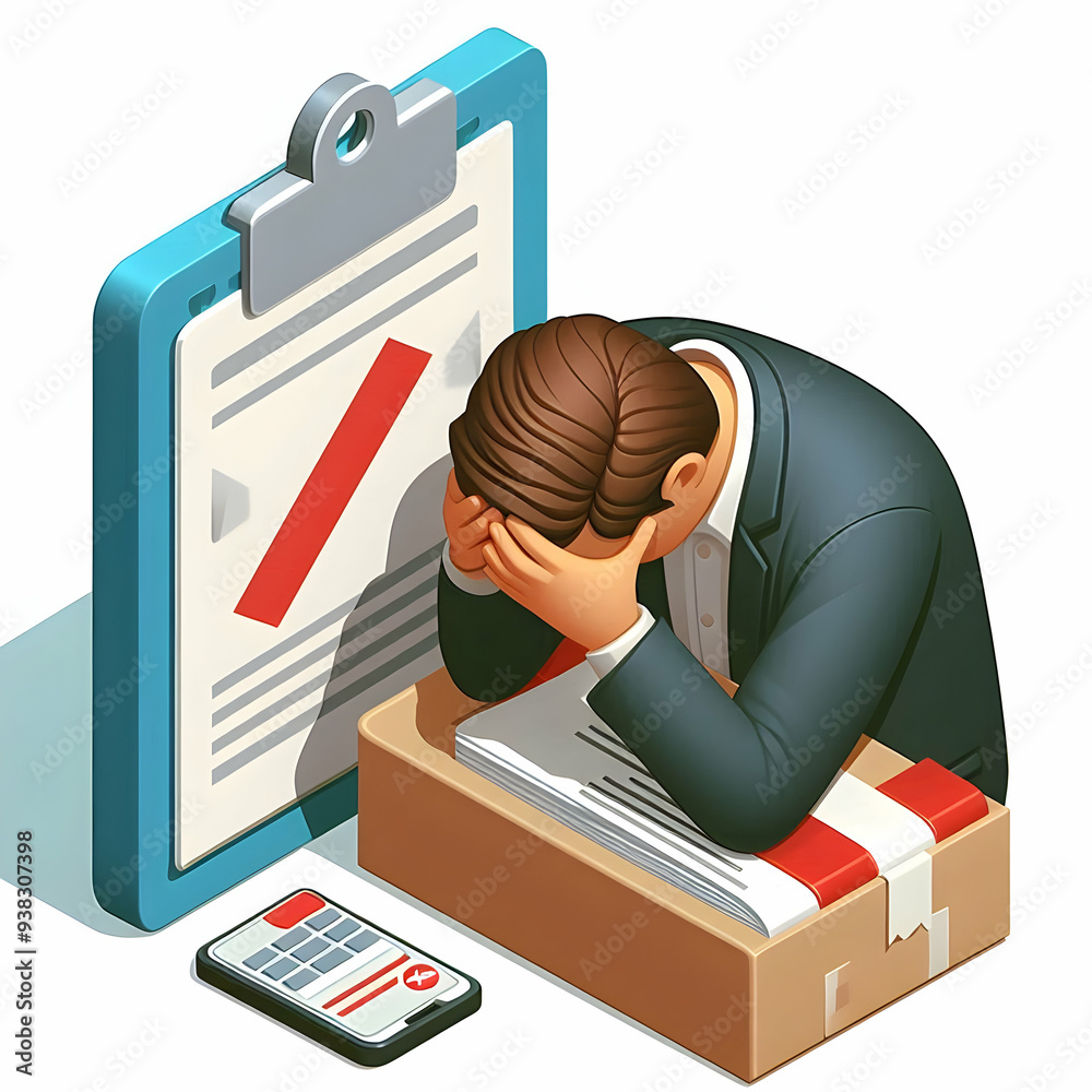 3d Flat icon as Manager with project failure report concept as A ...