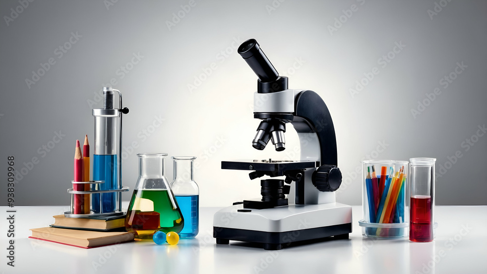 3d Flat icon as School Laboratory and Microscope concept as A whimsical ...