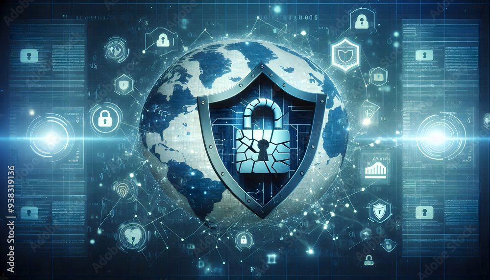 2D vector as Security breach icon with a broken shield concept as ...