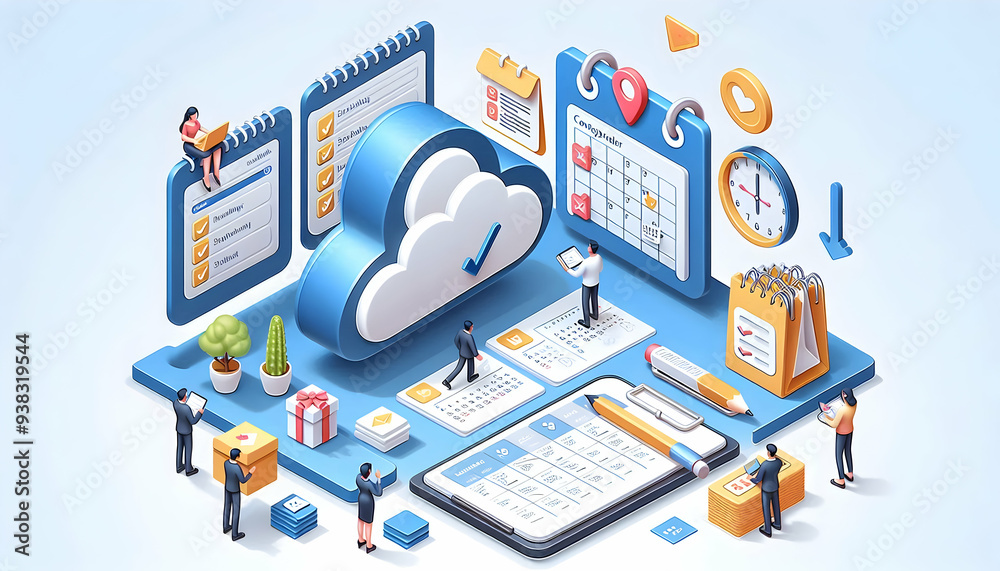 3d Flat icon as Cloud based project management tools with task and ...