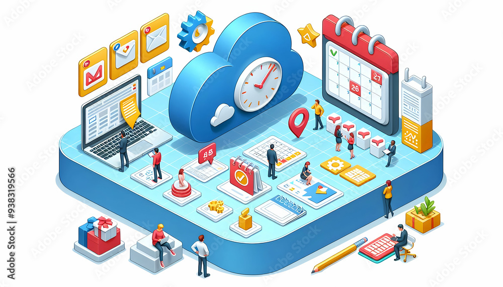 3d Flat icon as Cloud based project management tools with task and ... 3d Flat icon as Cloud based project management tools with task and ...