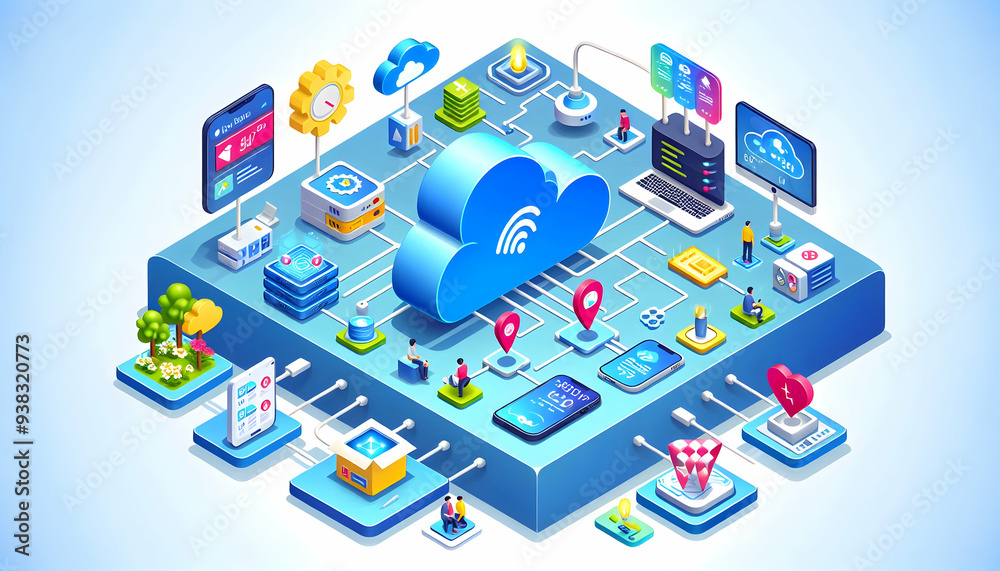 3d Flat vector as Cloud computing and edge computing integration with ...