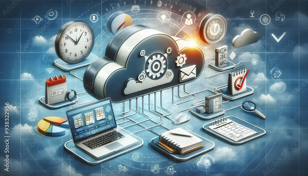 Photo realistic as Cloud based project management tools with task and ... Photo realistic as Cloud based project management tools with task and ...