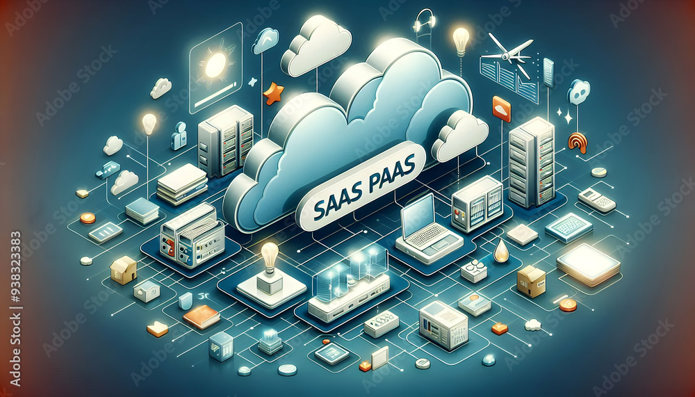Photo realistic as Cloud computing service models with SaaS PaaS and ...