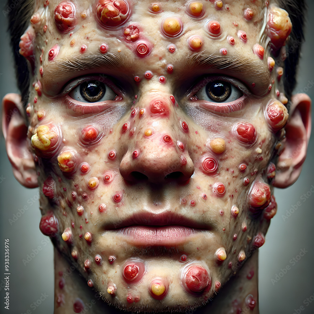 A detailed image showing the development and spread of monkeypox ...