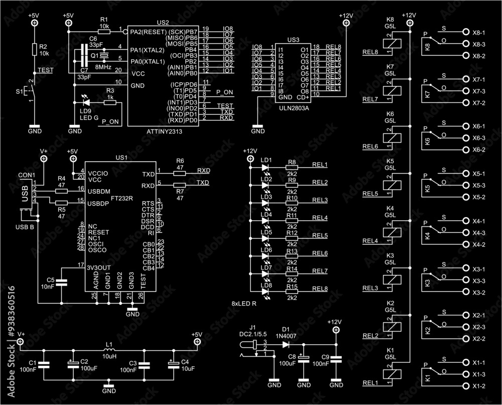 Schematic diagram of electronic device. Vector drawing electrical ...