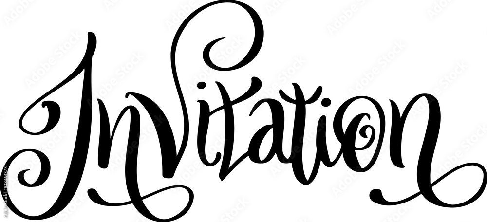 Invitation Curly Lettering Sign. Modern Cute Childish Word. Brush Pen ...