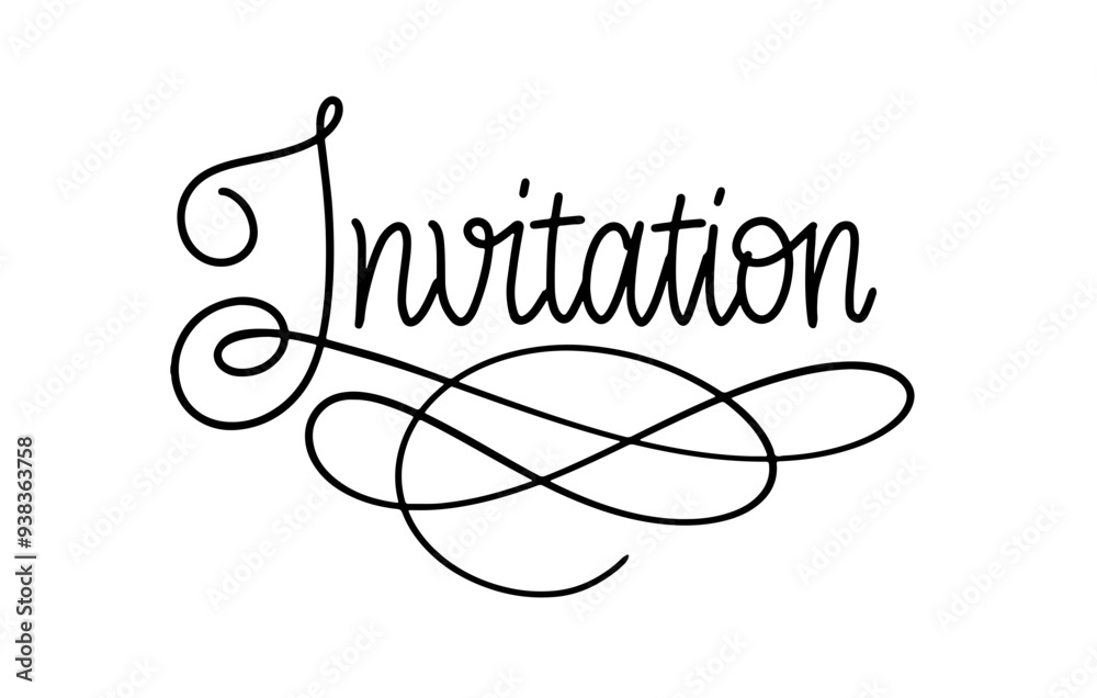 Invitation Lettering Monoline. Font vector with flourish. Calligraphy ...