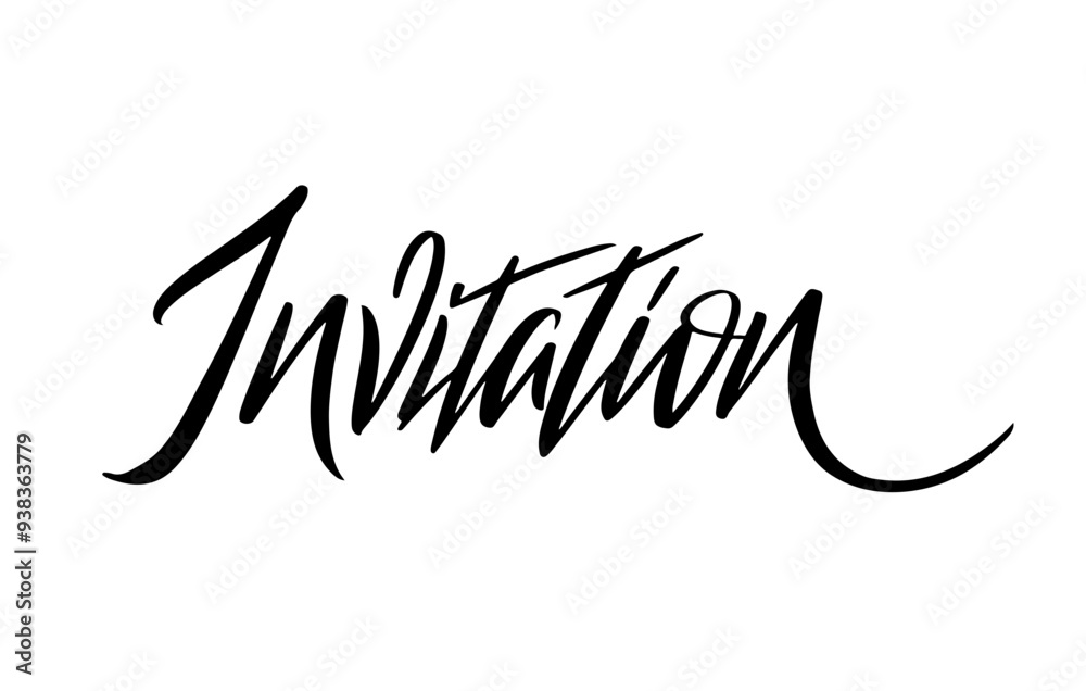 Invitation Lettering Dynamic Sign. Modern Style Word. Brush Pen font ...
