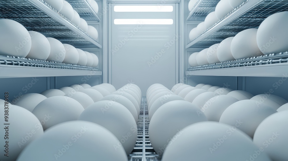 Cryogenic storage for egg preservation, futuristic lab environment, 3D ...