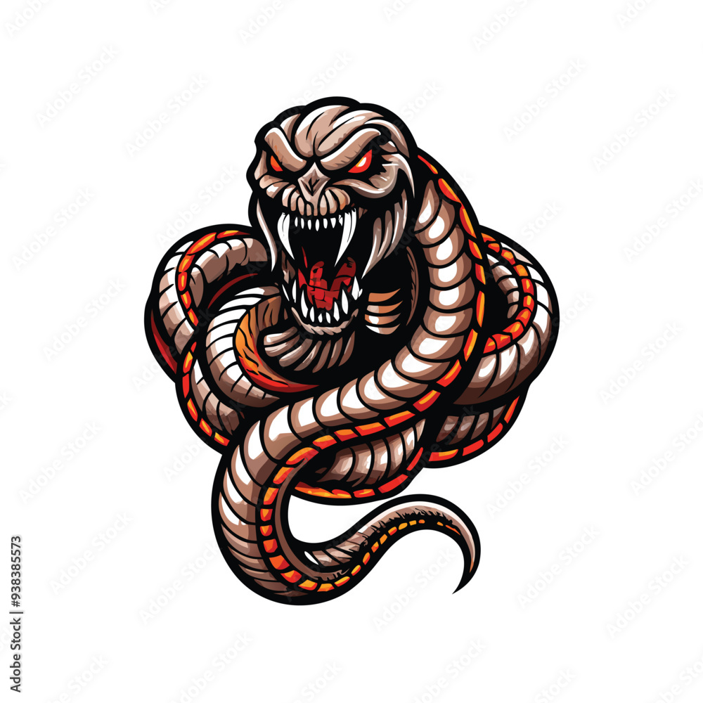 Illustration of a venomous monster with snake-like features, its mouth ...
