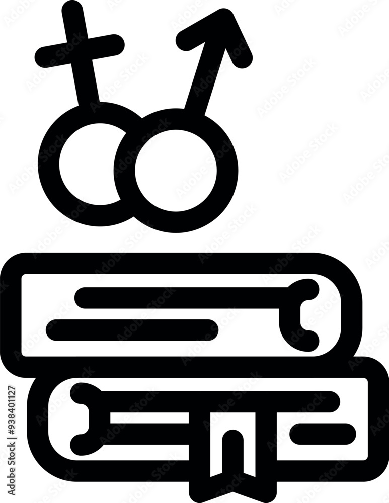 Gender studies concept icon, male and female symbol over a pile of ...