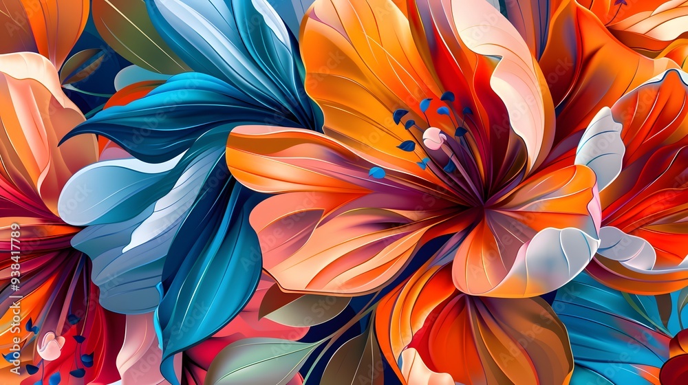 Colorful Abstract Floral Design with Flowing Petals and Soft Gradient ...