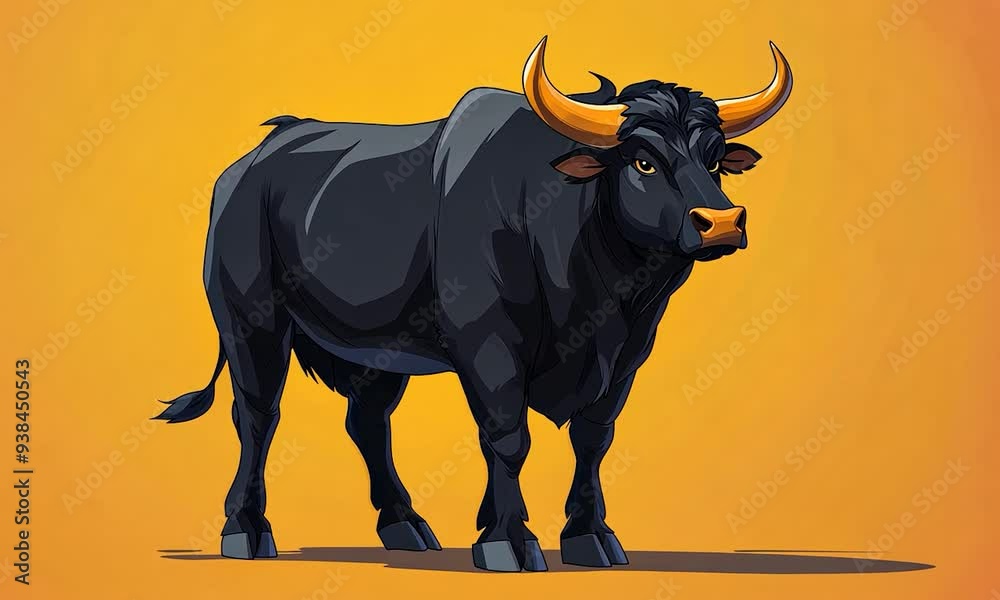2D cartoon illustration of a black bull Stock Video | Adobe Stock