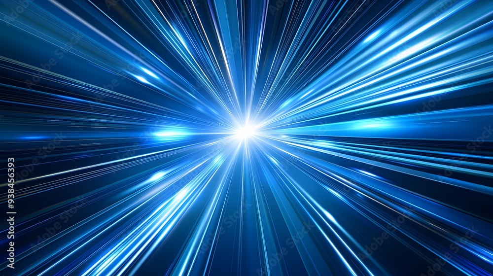 Dynamic Blue Light Speed Motion Background with Streaks of Neon Light ...