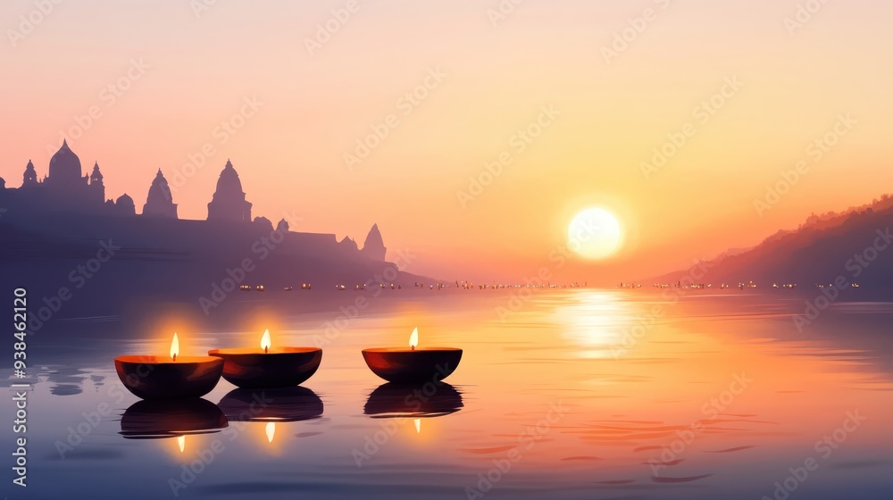 Tranquil Watercolor Representation of Sacred Hindu Ceremony at the ...