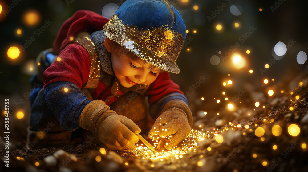 The Little Alchemist: A young boy, adorned in a knight's helmet ...