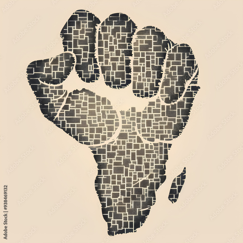 The map of Africa in a shape of a closed human hand symbol ...