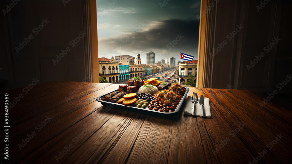 Enjoy an authentic Cuban meal with rice, beans, and plantains, all ...