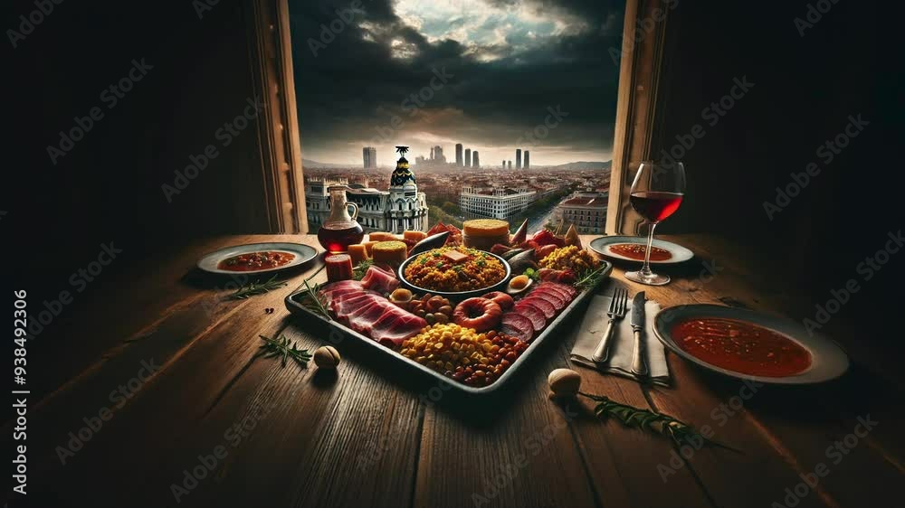 Enjoy a traditional Spanish feast with paella, jamón, and wine, set ...