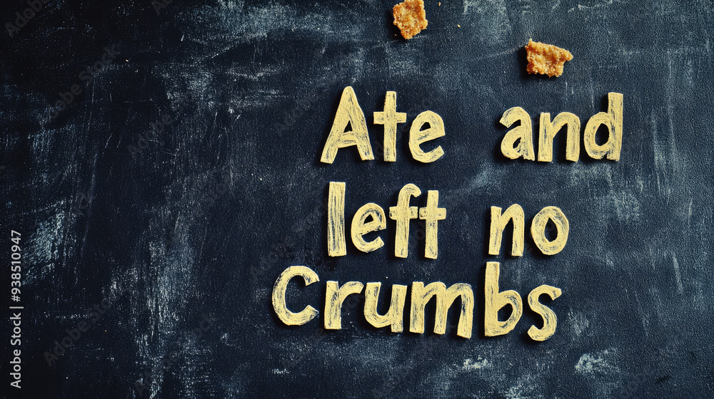 Ate and Left No Crumbs trendy slang gen z saying on chalk board with a ...