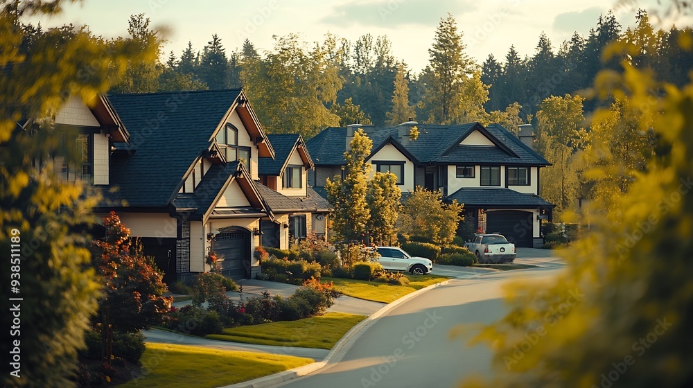 comfortable neighborhood suburban house architecture architecture ...