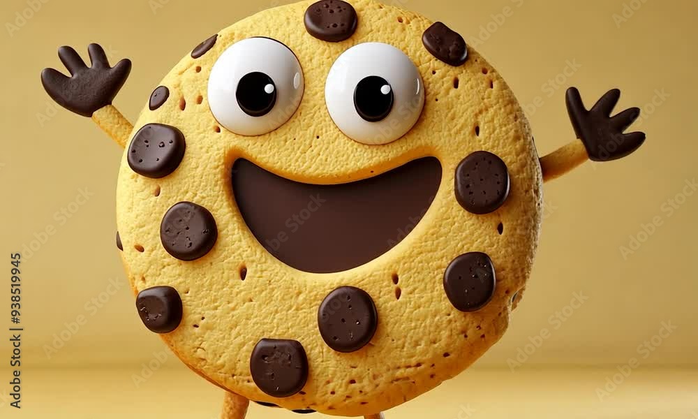 2D cartoon style cookie character playful mascot design whimsical ...
