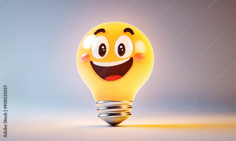 2D cartoon style light bulb character on a white background adding a ...