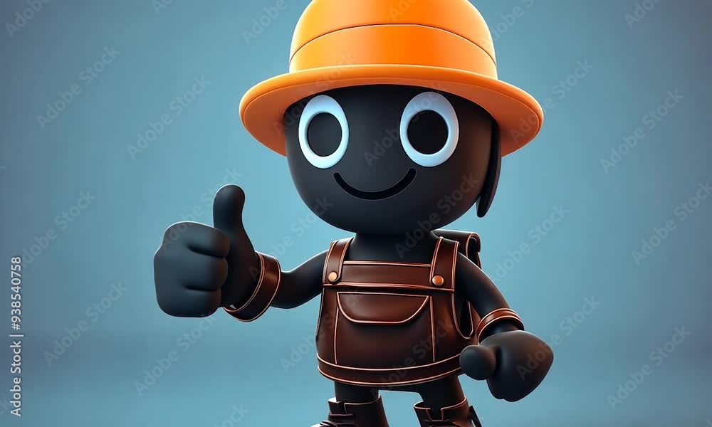 Video „2D cartoon style stick figure character wearing a leather bucket ...