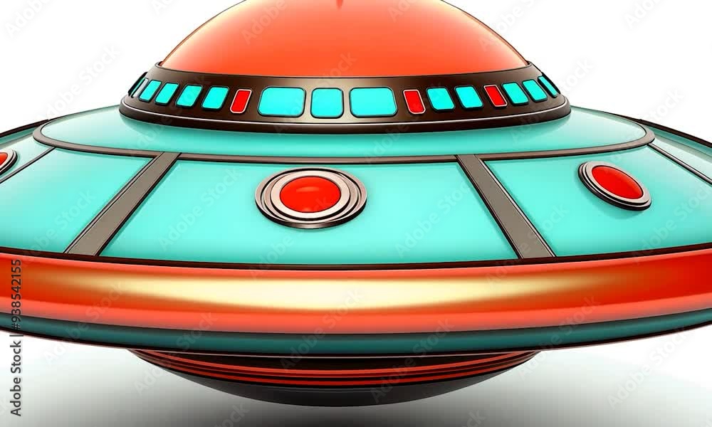 2D cartoon style UFO featuring a retro alien spaceship and flying ...