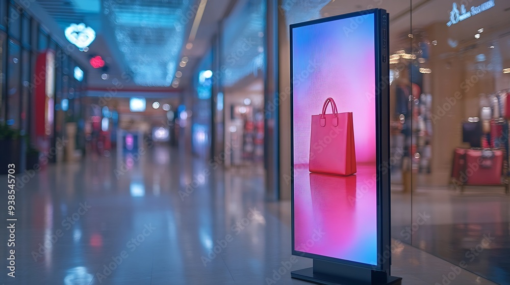 Vertical LED TV Screen at Front of fashion bags store in Shopping Mall ...