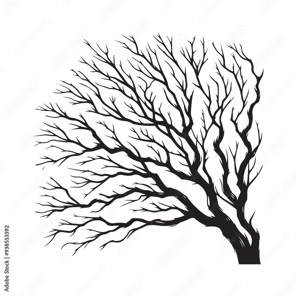 Digital art of group of black trees without leaves isolated on ...