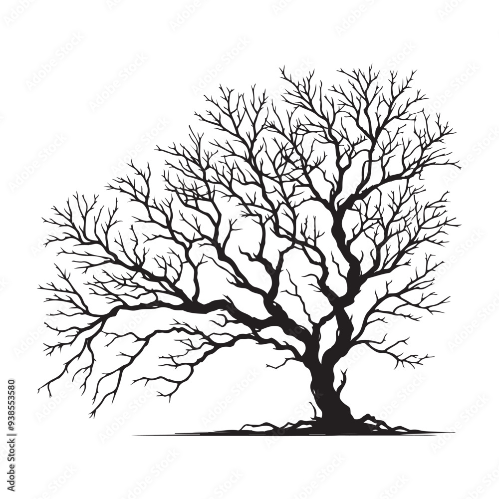 Digital art of group of black trees without leaves isolated on ...