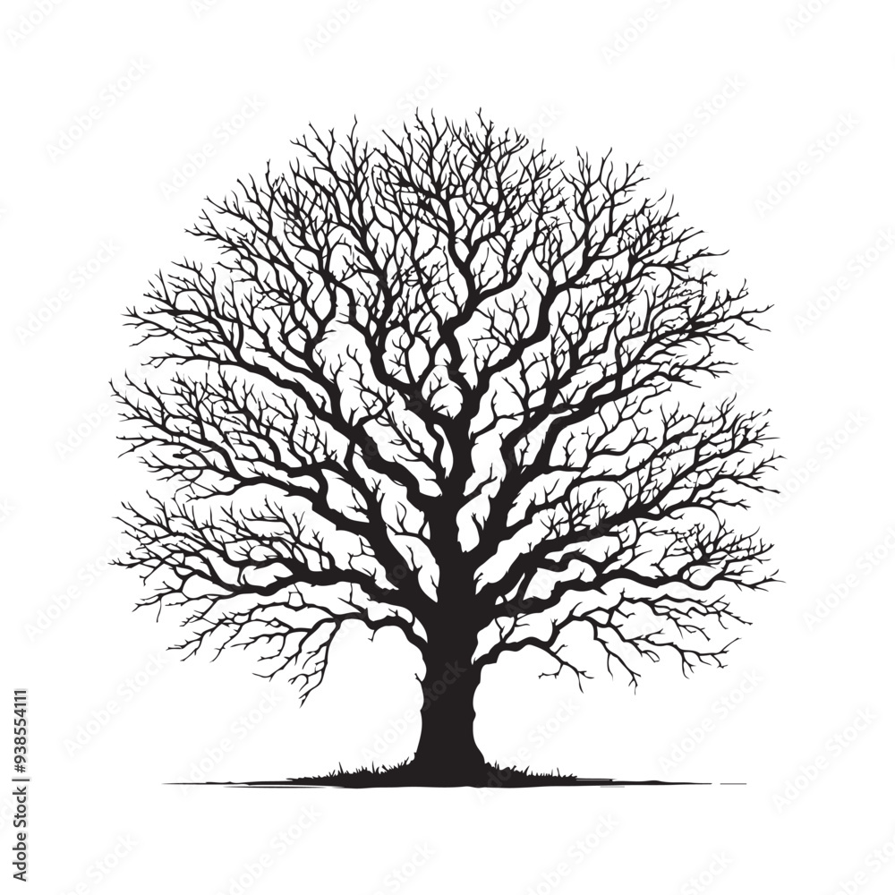 Digital art of group of black trees without leaves isolated on ...