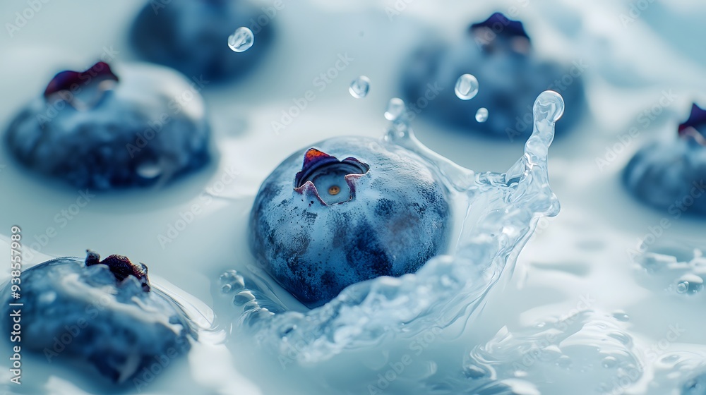 Blueberries Splash: A symphony of blue, capturing the moment a juicy ...