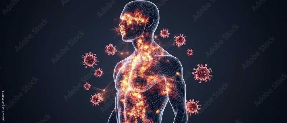 Detailed Illustration of Human Body with Monkeypox Symptoms Guide ...