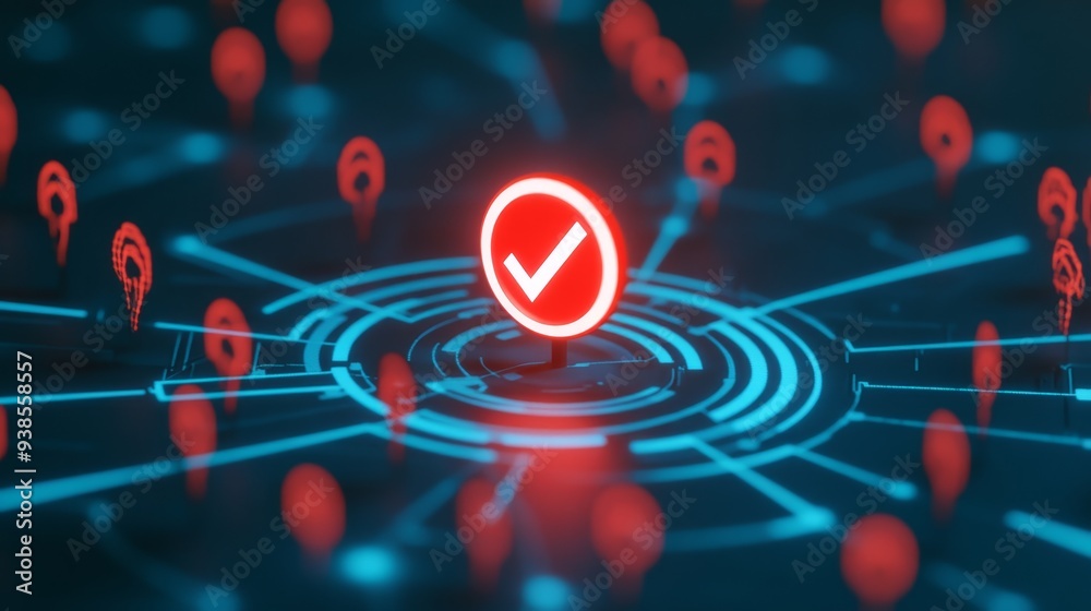 Cybersecurity Threat Detection - Glowing Red Alert Symbol on Digital ...