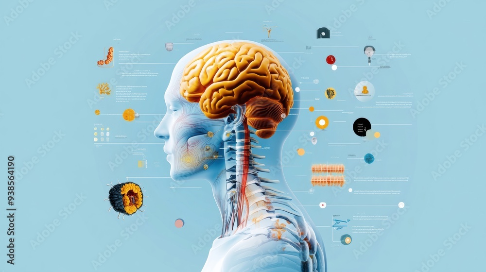 Human physiology, nervous system organization, functional anatomy Stock ...