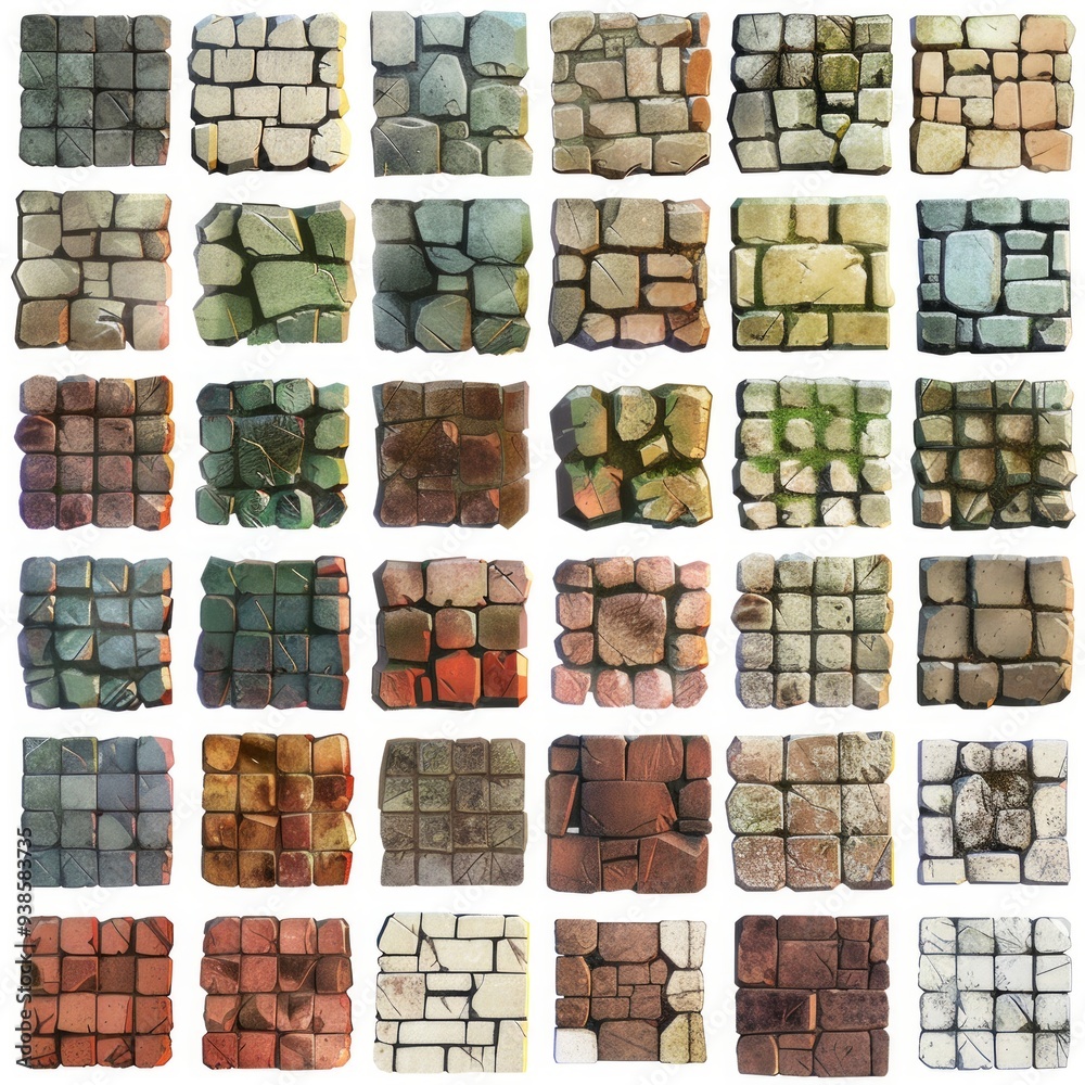 Colorful square bricks in a grid layout, each 32x32 pixels, designed ...