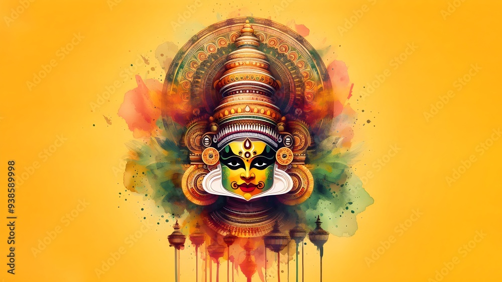 Abstract illustration of Kerala traditional art form kathakali in ...
